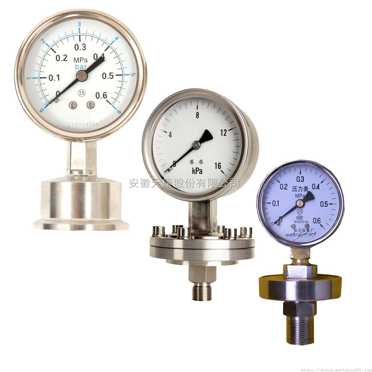 Y-150BF/Z/ML（B）/316-不锈钢隔膜压力表-安徽天康（集团）股份有限公司